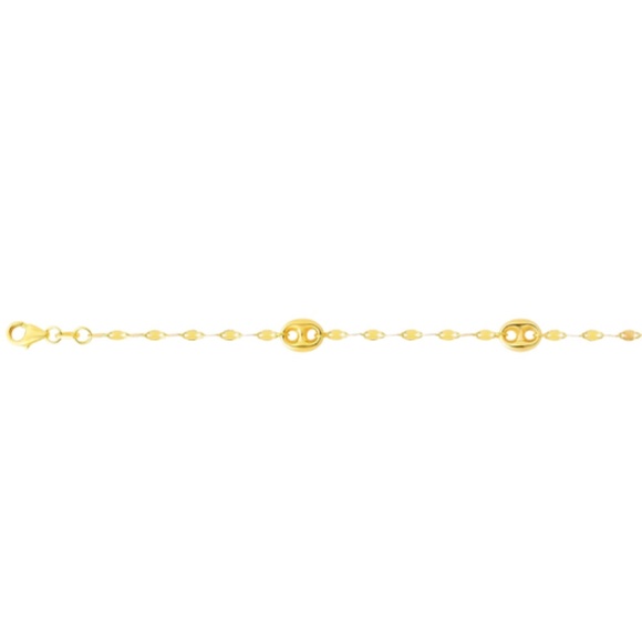 Jewelry | 14k Gold Mirror Chain And Puffed Mariner Station Anklet ...